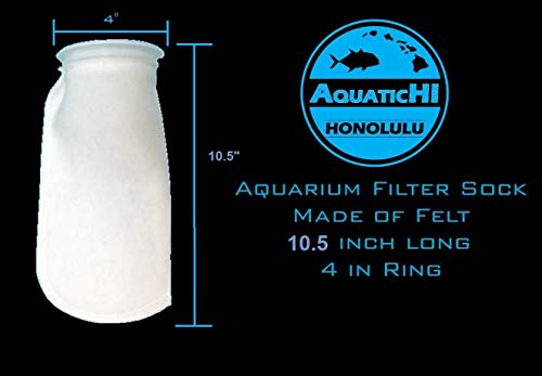 AquaticHI 4 Pack Felt Filter Socks, 200 Micron, 4 Inch Ring by 10.5 Inch Long, for Freshwater/Saltwater Aquariums, Ponds, Use in Sumps/Overflows