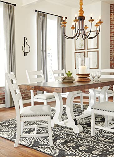 Signature Design by Ashley Valebeck Farmhouse Rectangular Extension Dining Table, Fits up to 8, White & Brown