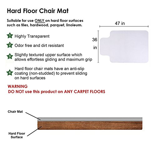 Office Chair Mat for Hard Wood Floors 36"x47" Heavy Duty Floor Protector Easy Clean