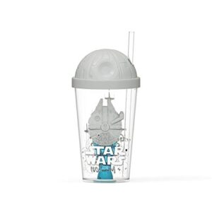 zak designs star wars ep4 22oz sculpt tumbler, made of durable plastic, unique novelty treasure cup (sw episode iv movie millennium falcon, bpa-free)