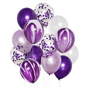 50 pcs 12 inches purple and white balloons, purple confetti balloons, purple and lavender balloons, helium balloons for wedding birthday party decorations balloon garland arch purple theme graduation