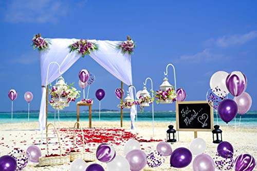 50 Pcs 12 Inches Purple and White Balloons, Purple Confetti Balloons, Purple and Lavender Balloons, Helium Balloons for Wedding Birthday Party Decorations Balloon Garland Arch Purple Theme Graduation