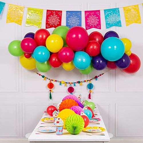 100Pack Balloon Garland & Arch Kit for Fiesta Party -100Pack Latex Balloons, 16 Feets Arch Balloon Decoration Strip for Mexican Party, Taco, Coco Party, Birthday, Baby Shower,Wedding