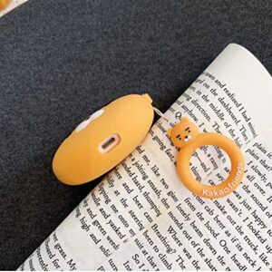 Thick Soft Silicone Lion Case with Finger Strap for Apple Airpods 1 2 Wireless Earbuds Yellow Ryan Head Protective Lovely Fun Girls Kids Son Men Guys Boys