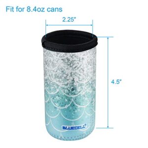 Bluecell Pack of 3 Neoprene Insulators Fish Scale Pattern Beer Can Sleeves for 8.4oz Drink Beer Cans (Fish-Scale Pattern(3pcs), 8.4 oz)