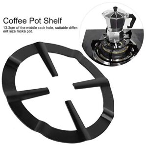 Coffee Pot Shelf, Stainless Iron Black Moka Coffee Pot Shelf Round Stove Support Rack Kitchen Tools Pot Racks for Household Cookware, 13.3cm Middle Rack Hole