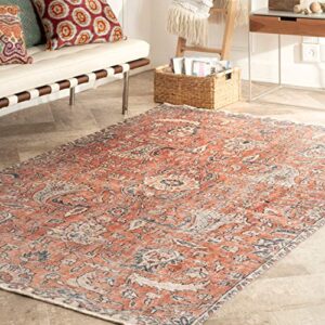 nuloom rosalia floral persian area rug, 7' 10" x 10', rust