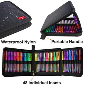 Larkpad 48 Color Gel Pen Set with Portable Nylon Case-24 Glitter 8 Metallic 6 Neon 6 Pastel 4 Classic for Adult Coloring Drawing Note Taking (48 Pens)