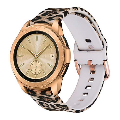 VIGOSS Strap Compatible with Galaxy Watch 5 40mm /44mm /Pro 45mm/ 4 bands /42mm bands/Active 2 40mm/44mm Band 20mm Soft Silicone Replacement for Samsung Galaxy Watch 42mm/Active/Active 2 40mm/44mm Leopard Print