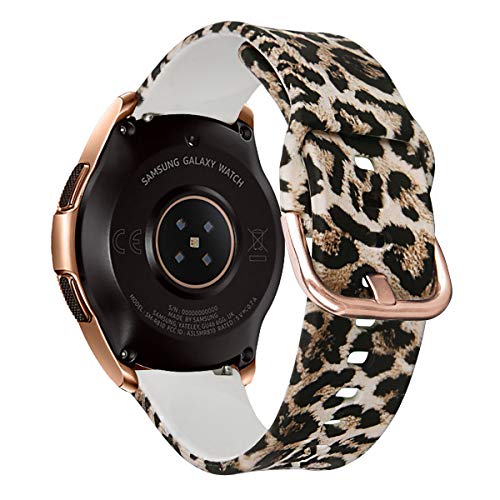 VIGOSS Strap Compatible with Galaxy Watch 5 40mm /44mm /Pro 45mm/ 4 bands /42mm bands/Active 2 40mm/44mm Band 20mm Soft Silicone Replacement for Samsung Galaxy Watch 42mm/Active/Active 2 40mm/44mm Leopard Print