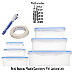 TigerChef Food Storage Container Set With Airtight Leak Proof Snap Lock Lids - BPA Free, Microwave, Freezer and Dishwasher Safe - 12 Piece Containers Set Includes Freezer Labels And Marker