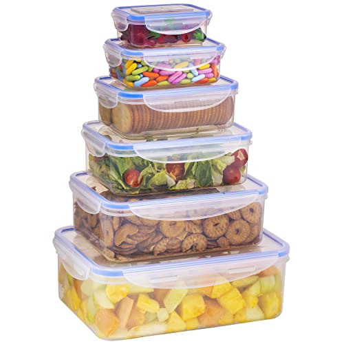 TigerChef Food Storage Container Set With Airtight Leak Proof Snap Lock Lids - BPA Free, Microwave, Freezer and Dishwasher Safe - 12 Piece Containers Set Includes Freezer Labels And Marker