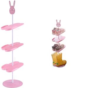 4 Tier Cute Shoe Rack for Kid's Shoes, 26.4inch, Baby Shoe Rack, Save Home Space, Storage Organizer Boys Girls, Cute Shapes of Rabbit/Panda, Solid and Durable(Rabbit)