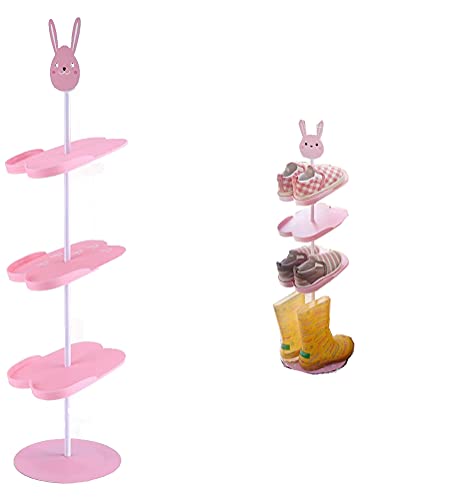 4 Tier Cute Shoe Rack for Kid's Shoes, 26.4inch, Baby Shoe Rack, Save Home Space, Storage Organizer Boys Girls, Cute Shapes of Rabbit/Panda, Solid and Durable(Rabbit)