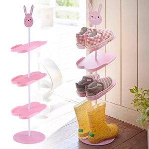 4 Tier Cute Shoe Rack for Kid's Shoes, 26.4inch, Baby Shoe Rack, Save Home Space, Storage Organizer Boys Girls, Cute Shapes of Rabbit/Panda, Solid and Durable(Rabbit)