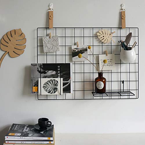 FRIADE Wall Grid Panel Hanging Basket with Hooks,Bookshelf,Display Shelf,Wall Organizer and Metal Shelving for Home Supplies,1 Set of 3 (Black)