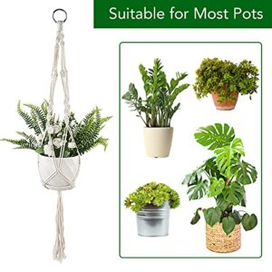 Whonline 6 Packs Macrame Plant Hanger, Plant Hangers Indoor Flower Pot Holder Handmade Cotton White Hanging Planter Basket for Plants Wall Window Outdoor Bedroom Boho Home Decor (6 Sizes)