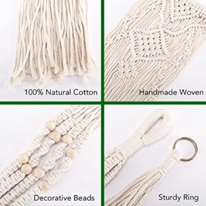 Whonline 6 Packs Macrame Plant Hanger, Plant Hangers Indoor Flower Pot Holder Handmade Cotton White Hanging Planter Basket for Plants Wall Window Outdoor Bedroom Boho Home Decor (6 Sizes)