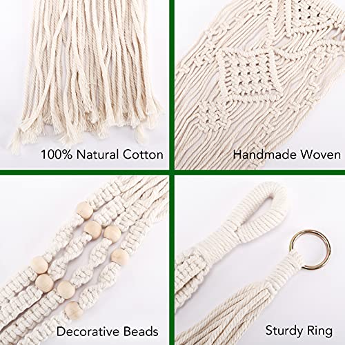 Whonline 6 Packs Macrame Plant Hanger, Plant Hangers Indoor Flower Pot Holder Handmade Cotton White Hanging Planter Basket for Plants Wall Window Outdoor Bedroom Boho Home Decor (6 Sizes)