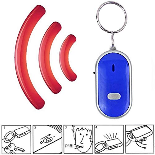 Key Finder, Voice Control Anti-Lost Device, Key Finder with Whistle, Pet Keychain Locator, Key, Suitcase (Blue)