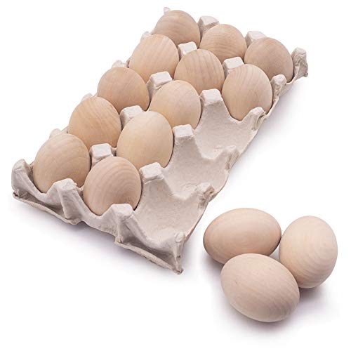 15Pcs Unpainted Wooden Fake Easter Eggs for Children DIY Game,Kitchen Craft Adornment,Wood Eggs for Encouraging Hens to Lay Eggs