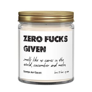 funny candle zero fucks cucumber melon jar 9 oz candle