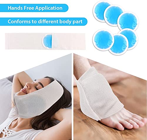 NEWGO Small Ice Packs for Injuries Reusable, 6 Pack Gel Cold Packs Round Hot Cold Compress with Cloth Backing & Sleeve for Pain Relief, Wisdom Teeth, Breastfeeding, Tired Eyes, Face, Headaches