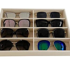 Large Beige Premium Quality Velvet Glasses Box Tray Stackable Practical Trade Show Home Use Jewelry Display Organizer