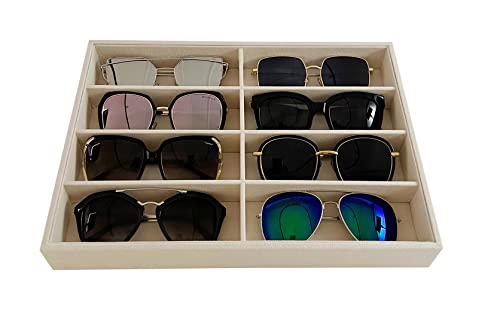 Large Beige Premium Quality Velvet Glasses Box Tray Stackable Practical Trade Show Home Use Jewelry Display Organizer