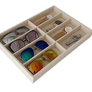 Large Beige Premium Quality Velvet Glasses Box Tray Stackable Practical Trade Show Home Use Jewelry Display Organizer