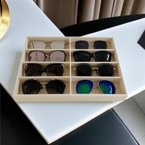 Large Beige Premium Quality Velvet Glasses Box Tray Stackable Practical Trade Show Home Use Jewelry Display Organizer