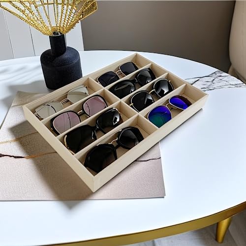 Large Beige Premium Quality Velvet Glasses Box Tray Stackable Practical Trade Show Home Use Jewelry Display Organizer