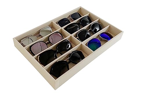 Large Beige Premium Quality Velvet Glasses Box Tray Stackable Practical Trade Show Home Use Jewelry Display Organizer