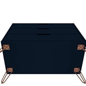 Manhattan Comfort Rockefeller Mid-Century Modern 3 Drawer Bedroom Dresser, 17.52" L x 35.24" W x 30.82", Midnight Blue