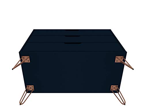 Manhattan Comfort Rockefeller Mid-Century Modern 3 Drawer Bedroom Dresser, 17.52" L x 35.24" W x 30.82", Midnight Blue