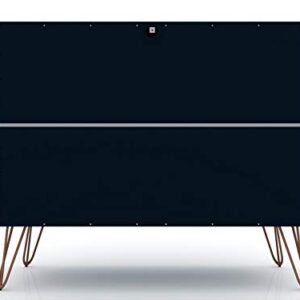 Manhattan Comfort Rockefeller Mid-Century Modern 3 Drawer Bedroom Dresser, 17.52" L x 35.24" W x 30.82", Midnight Blue