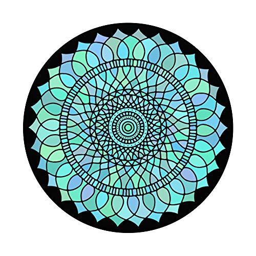 Blue Green Flower Mandala PopSockets PopGrip: Swappable Grip for Phones & Tablets