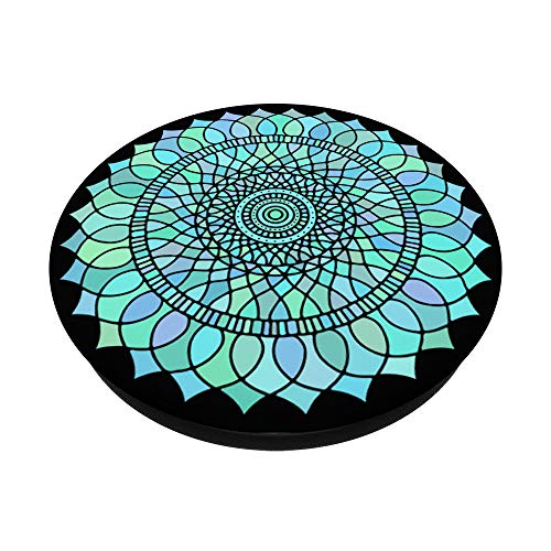 Blue Green Flower Mandala PopSockets PopGrip: Swappable Grip for Phones & Tablets