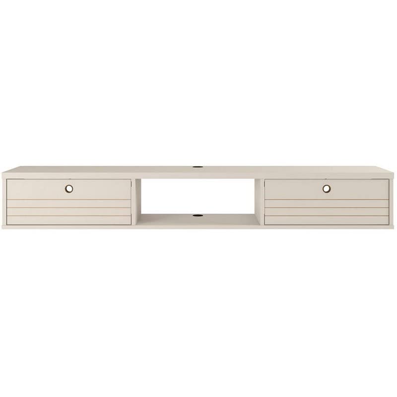 Manhattan Comfort Liberty Modern Home Office Three Shelves Wall Mounted Desk, 62.99", Off White