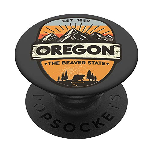 Oregon The Beaver State Vintage Retro Mountain Badge Design PopSockets PopGrip: Swappable Grip for Phones & Tablets