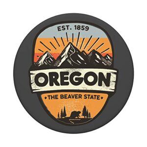 Oregon The Beaver State Vintage Retro Mountain Badge Design PopSockets PopGrip: Swappable Grip for Phones & Tablets