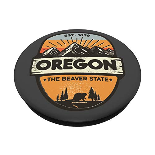 Oregon The Beaver State Vintage Retro Mountain Badge Design PopSockets PopGrip: Swappable Grip for Phones & Tablets