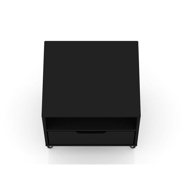 Manhattan Comfort Rockefeller Mid-Century Modern 1 Drawer Bedroom Nightstand, 20.08", Black