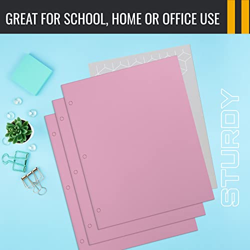 Two Pocket Portfolio Folders, 50-Pack, Pink, Letter Size Paper Folders, by Better Office Products, 50 Pieces, Pink