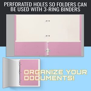 Two Pocket Portfolio Folders, 50-Pack, Pink, Letter Size Paper Folders, by Better Office Products, 50 Pieces, Pink