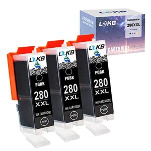 l2kb pgi-280 compatible replacement for canon 280 ink cartridges with pixma tr7520 tr8520 ts6120 ts6220 ts8120 ts8220 ts9120 ts9520 ts9521c printer (3 pack)