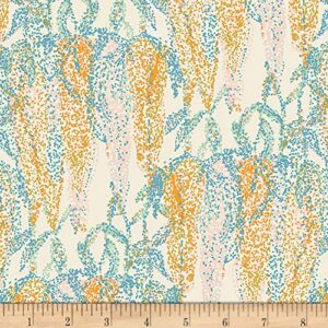 art gallery fabrics art gallery millie fleur wisteria blue gold fabric, white