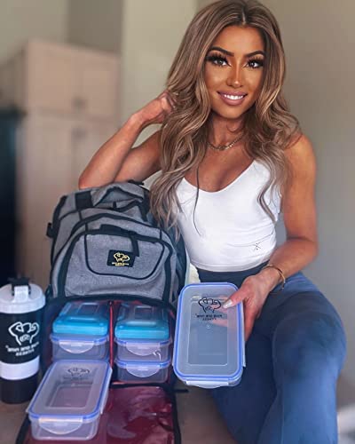 519 Fitness Meal Prep Backpack, 6 Meal Insulated Bodybuilding Lunch Rucksack with Computer Compartment for Men and Women to Hiking/Picnic-Includes 6 Leakproof Meal Containers, 2 Ice Packs and Shaker