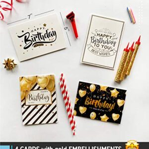 Happy Birthday Cards Assortment - Bday Cards in Bulk - 5x7 Assorted Variety Box Set 40 Pack Unique Designs with Envelopes - Birthday Card for Men Women Kids - for Office - Greeting Message Inside