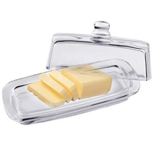 bezrat glass butter dish | premium butter dish with lid and easy grip handle | easy to use and 100% food safe - dishwasher safe | classic addition